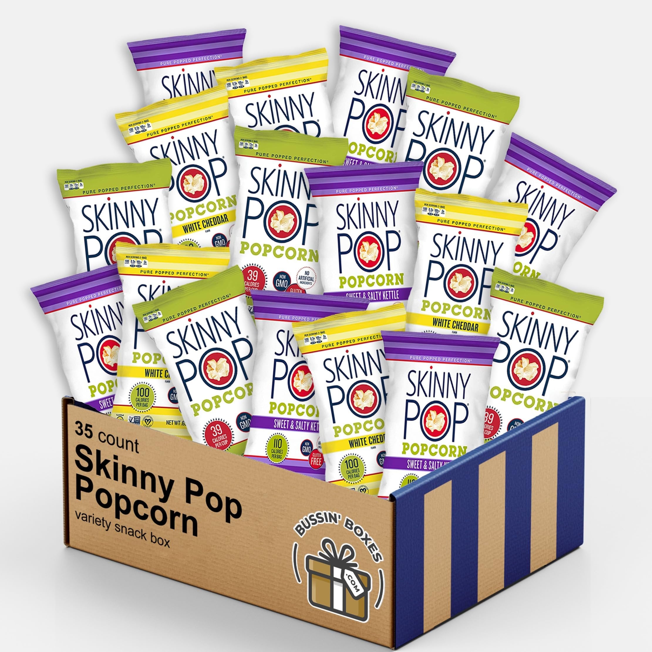Skinny Pop Popcorn Individual Bags Variety Pack by Bussin Boxes (35 Co